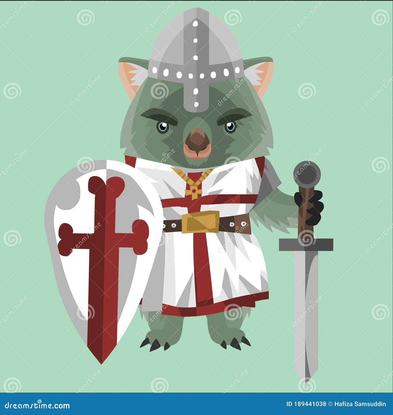 Wombat Medieval Warrior. Vector Illustration Decorative Design Stock ...