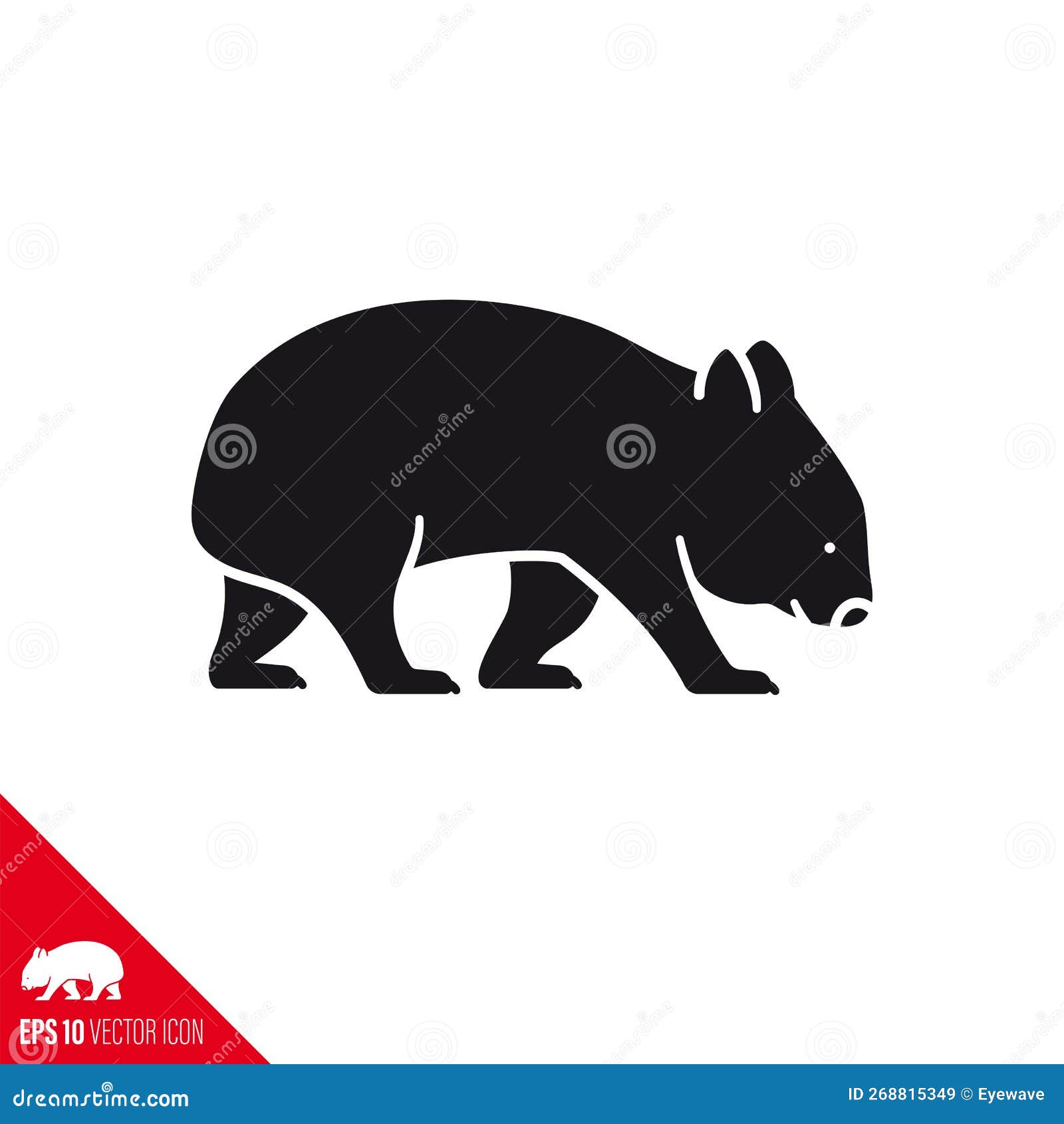 Wombat vector glyph icon stock vector. Illustration of mammal - 268815349