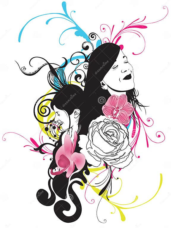 Women stock vector. Illustration of head, vector, rose - 5226298