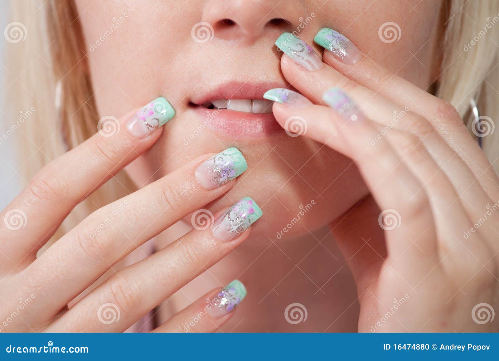 Women with Acrylic Fingernails Stock Photo - Image of lacquered ...