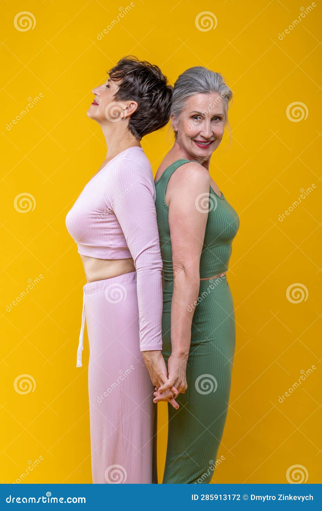 Active Senior Women Standing Close and Smiling Happily Stock Photo ...