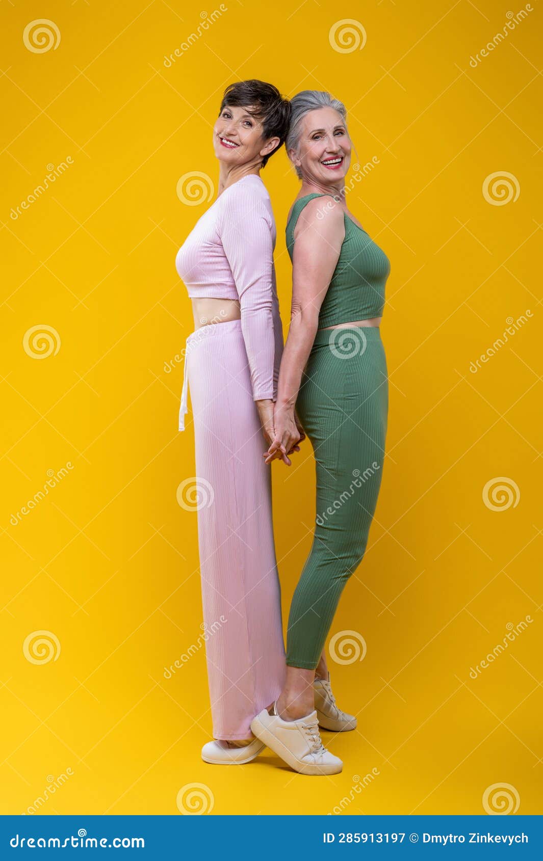 Active Senior Women Standing Close and Smiling Happily Stock Image ...