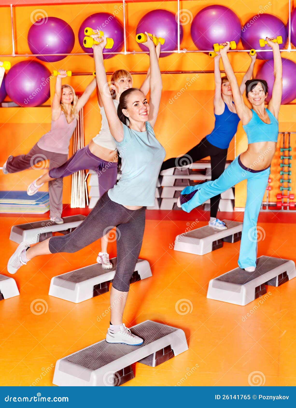 Women in aerobics class. stock image. Image of aerobics - 26141765