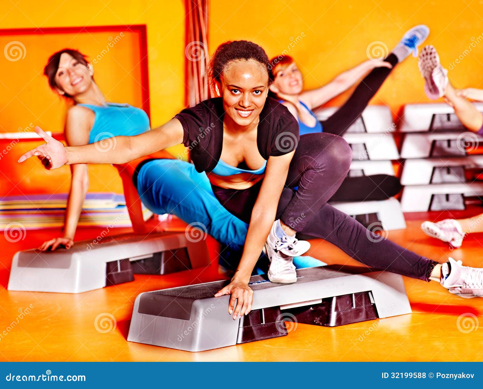 Women in aerobics class. stock photo. Image of class - 32199588