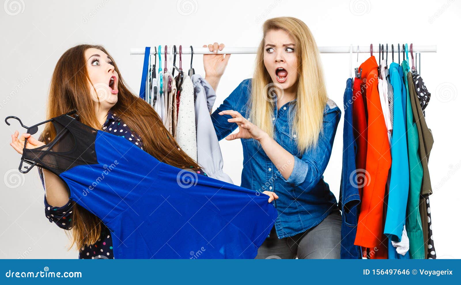 Women Arguing during Clothes Shopping Stock Photo - Image of quarrel ...