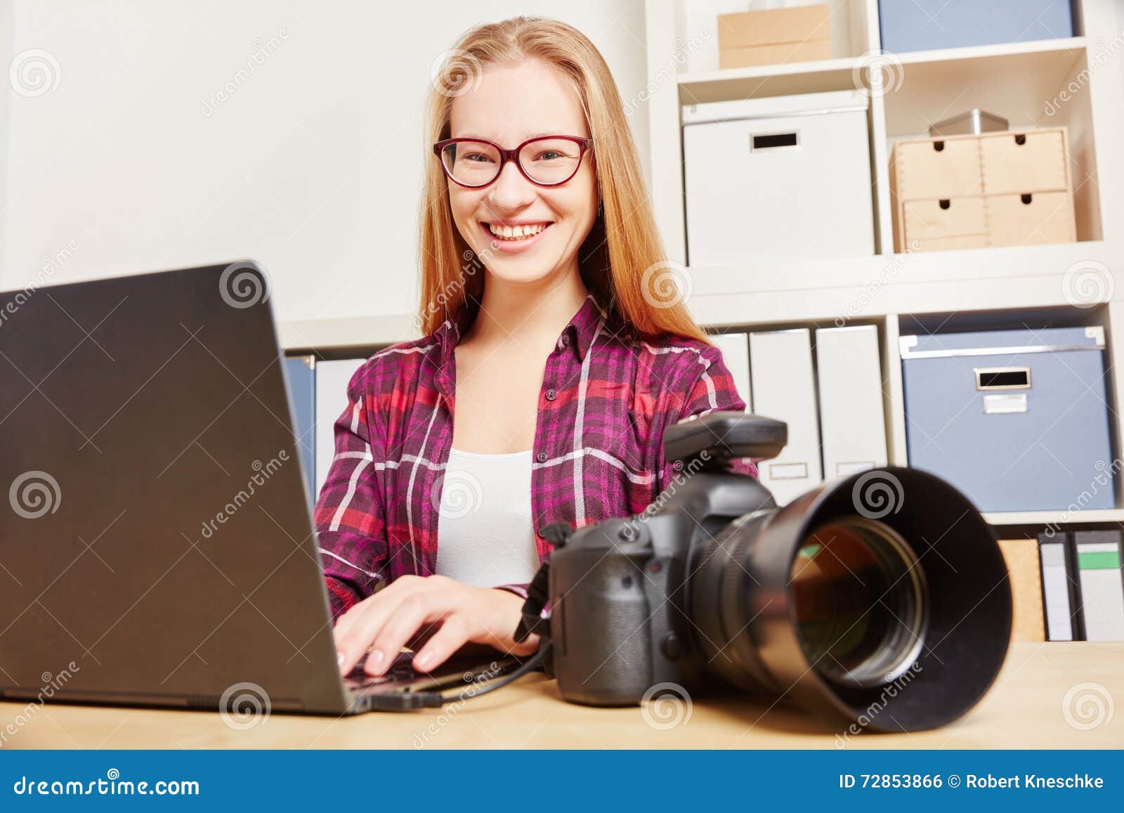 Women As a Photographer Doing Data Backup Stock Photo - Image of ...