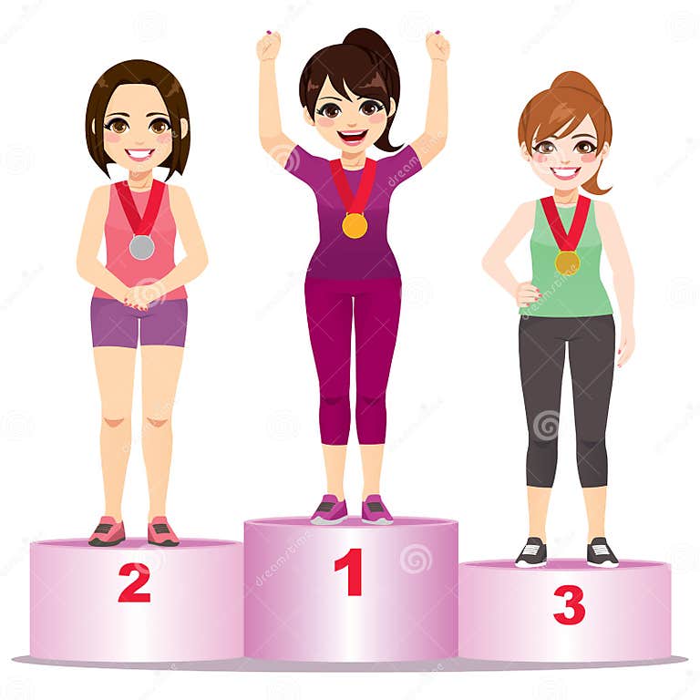 Women Athlete Podium stock vector. Illustration of competition - 127636886