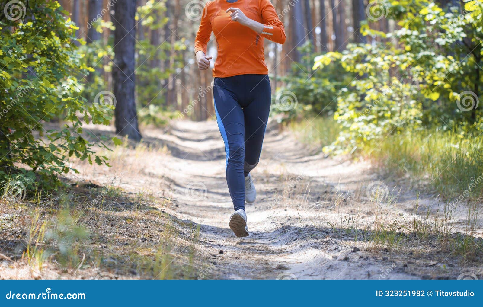 Women Athlete Running through the Woods. Stock Photo - Image of athlete ...