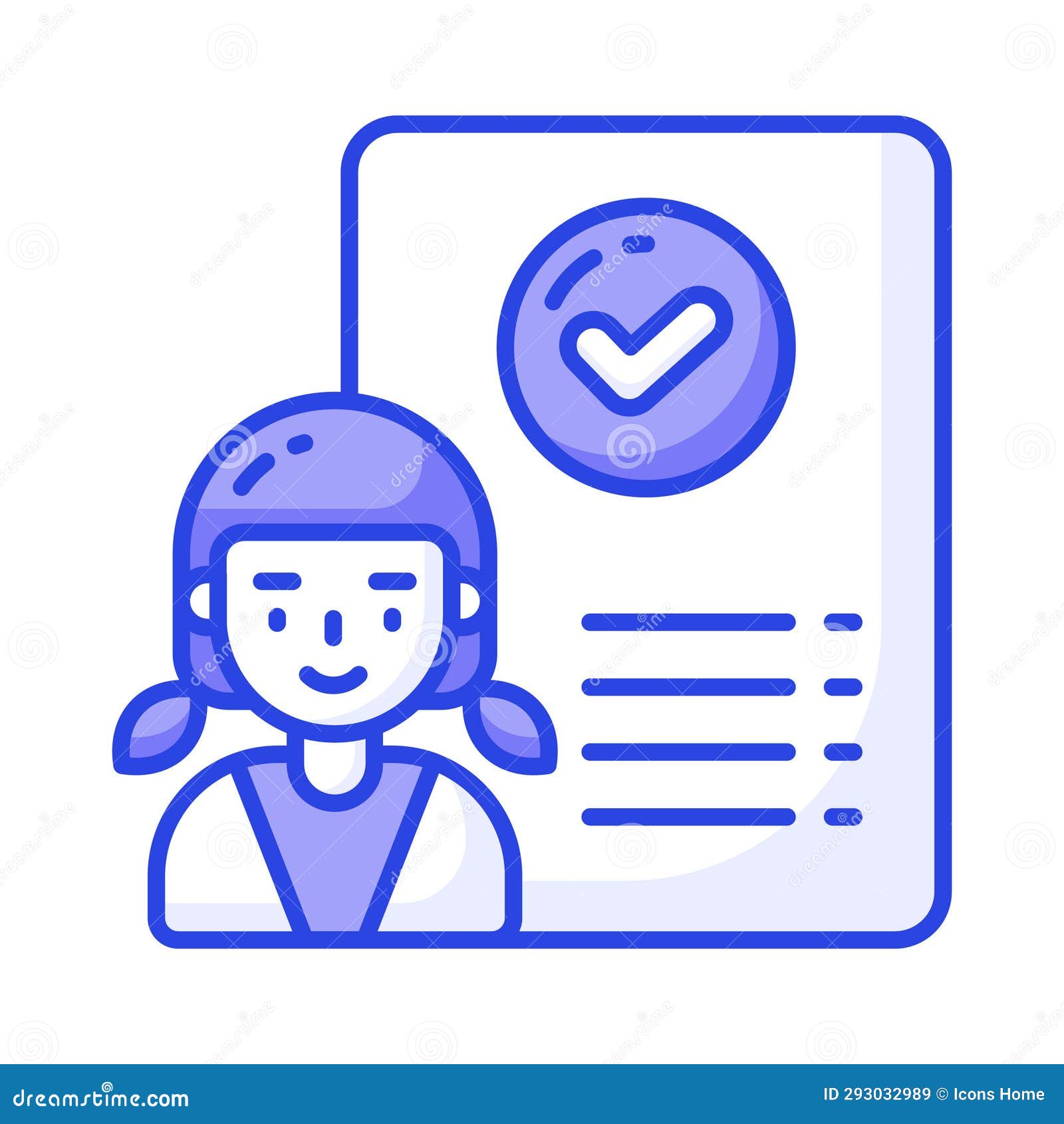 Women Avatar with Check Marked Document Showing Hiring Concept Vector ...