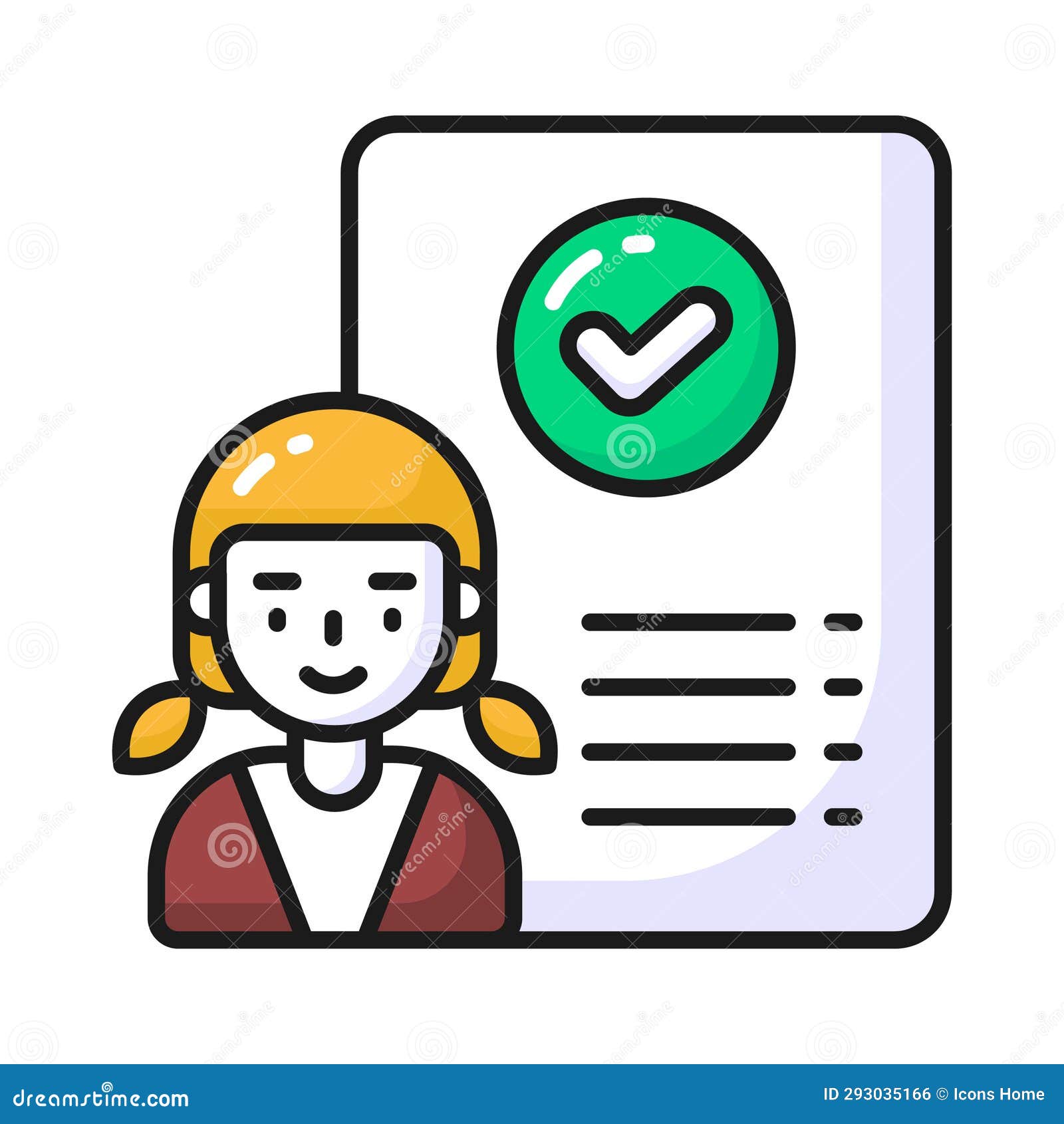 Women Avatar with Check Marked Document Showing Hiring Concept Vector ...