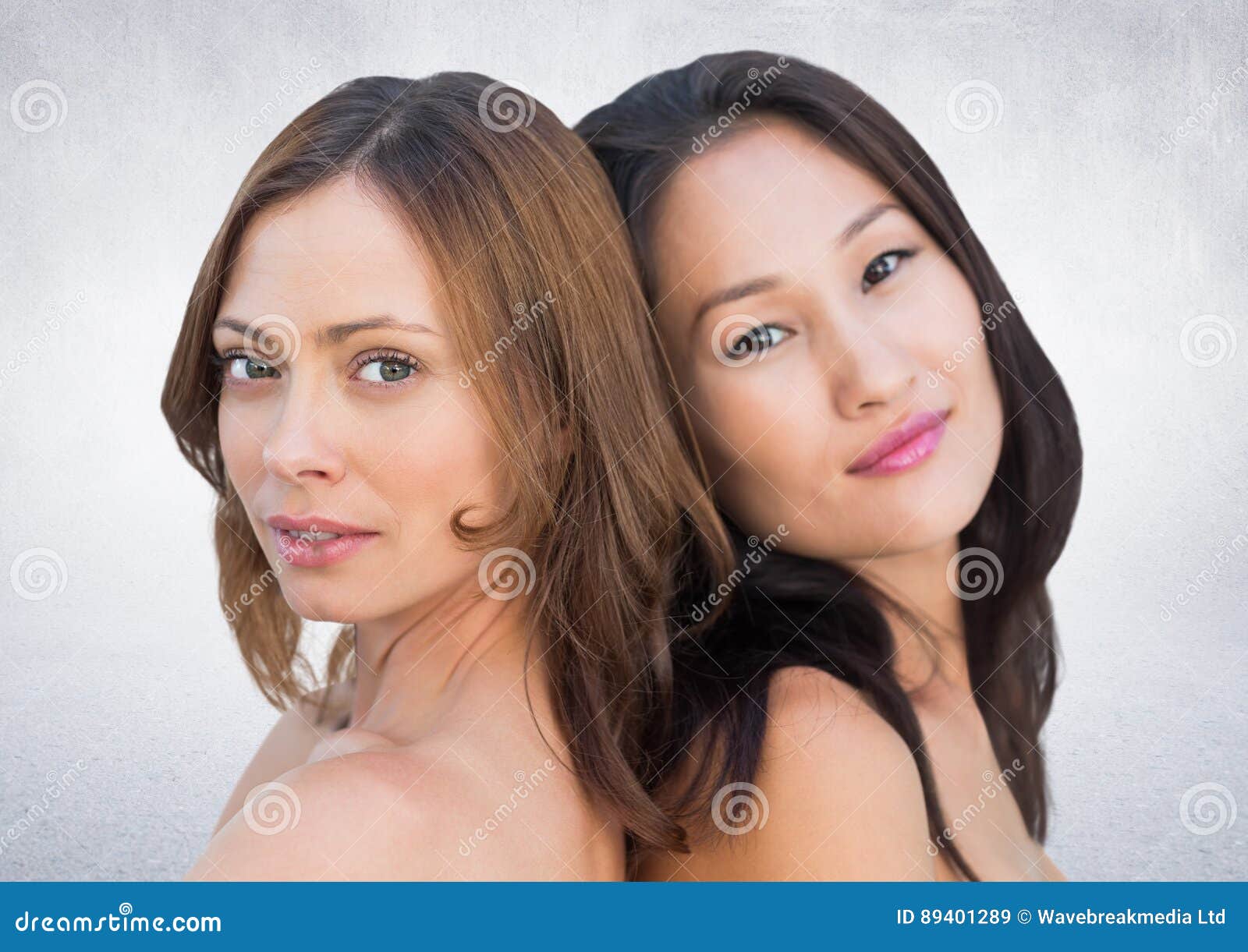 Women Back To Back Against White Wall Stock Image - Image of beauty ...