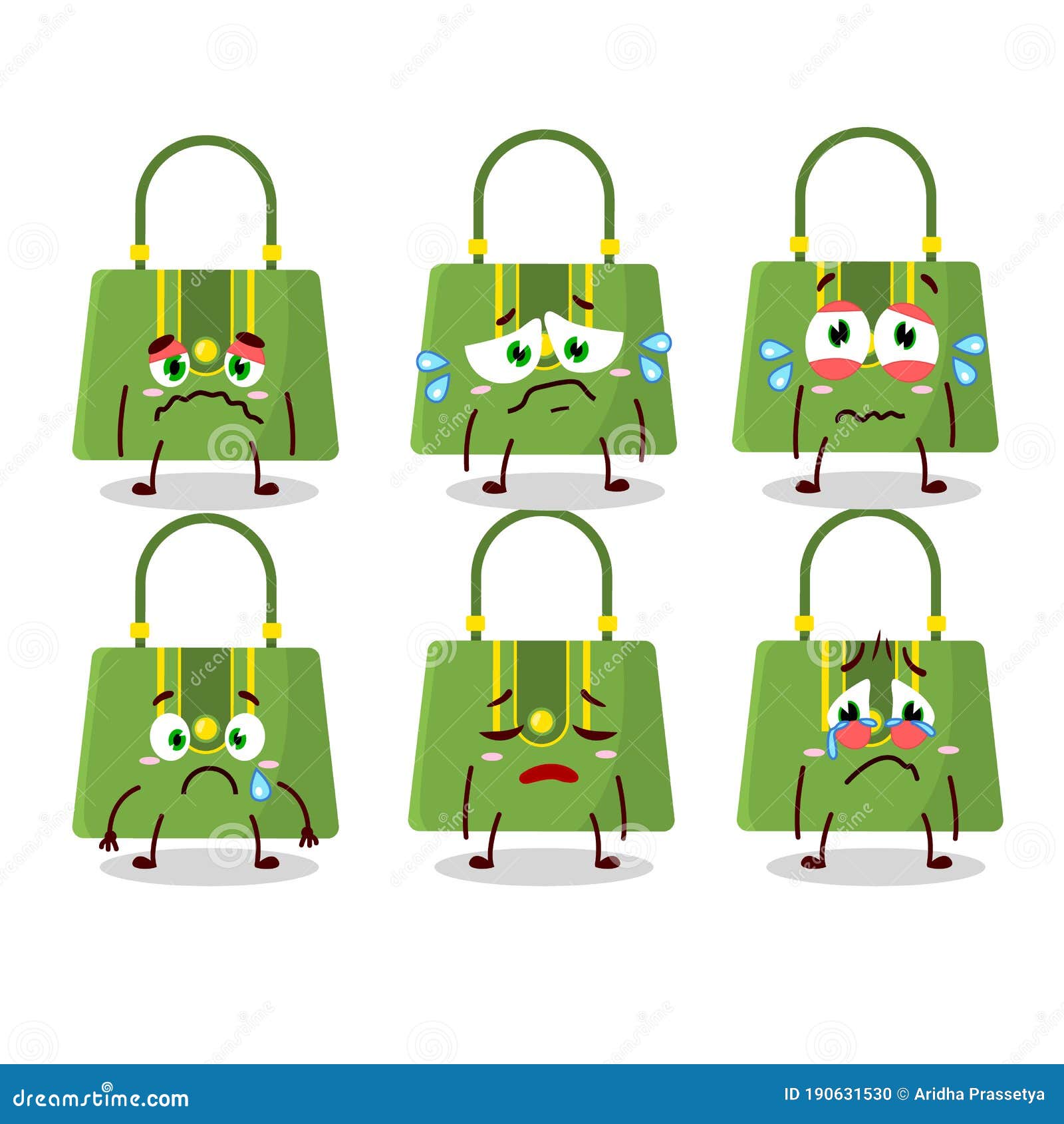 Women Bag Cartoon Character with Sad Expression Stock Vector ...