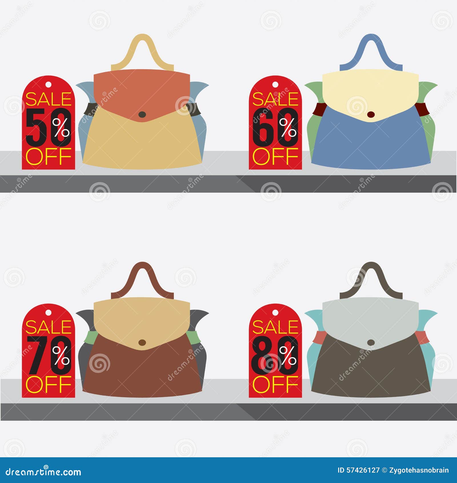 Women Bags with Sale Tags. stock vector. Illustration of fashion - 57426127