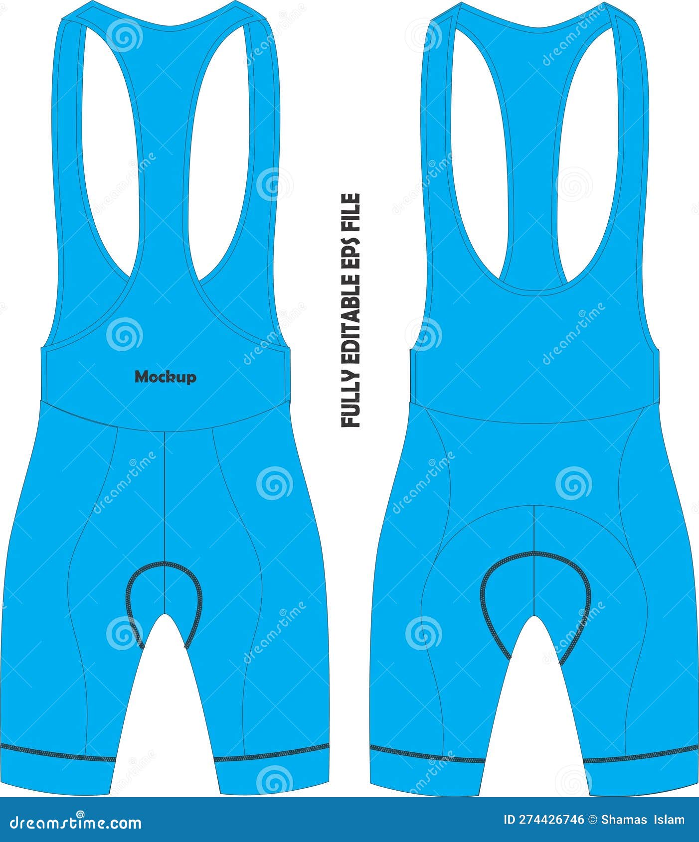Women Bib Shorts Mockup Illustration Vector Stock Vector - Illustration ...