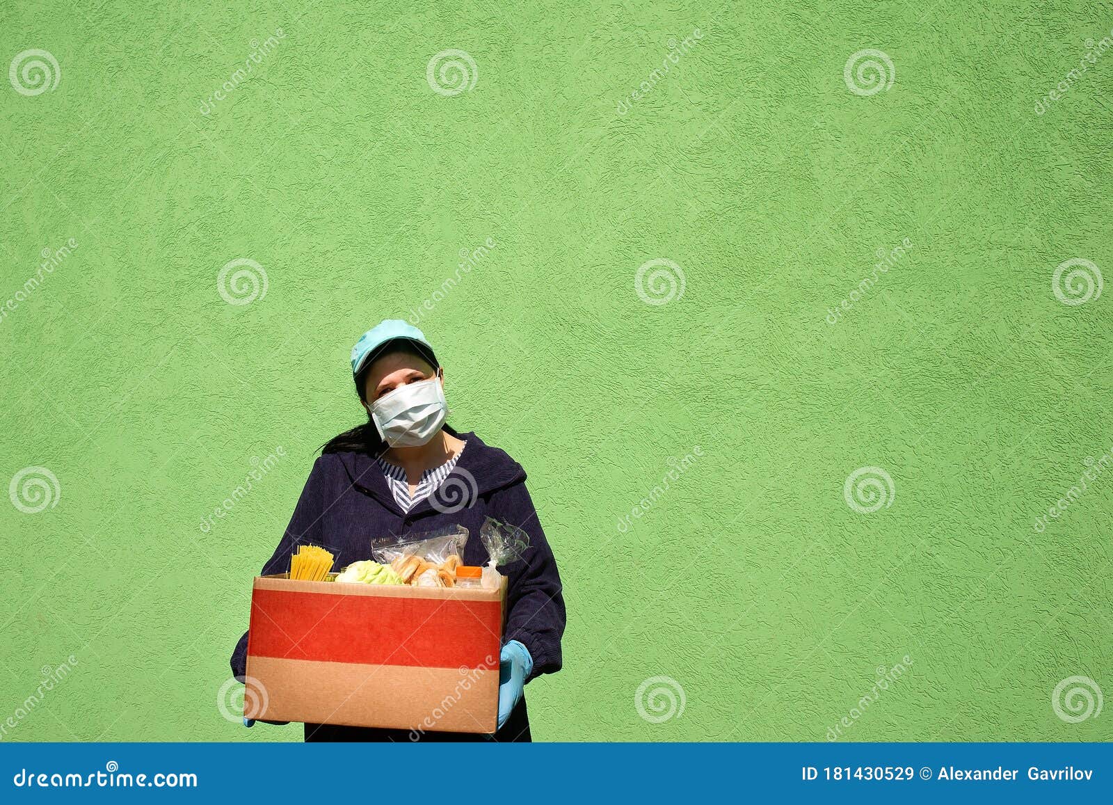 Women with a Box of Food, Help and Donation of Food Stock Image - Image ...