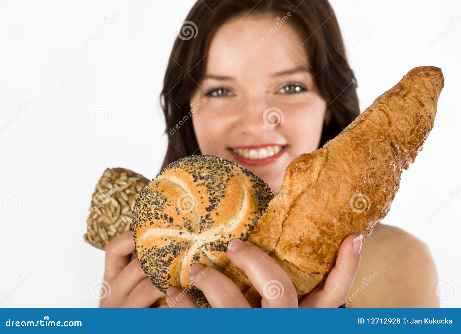Women and bread stock photo. Image of food, roll, lump - 12712928