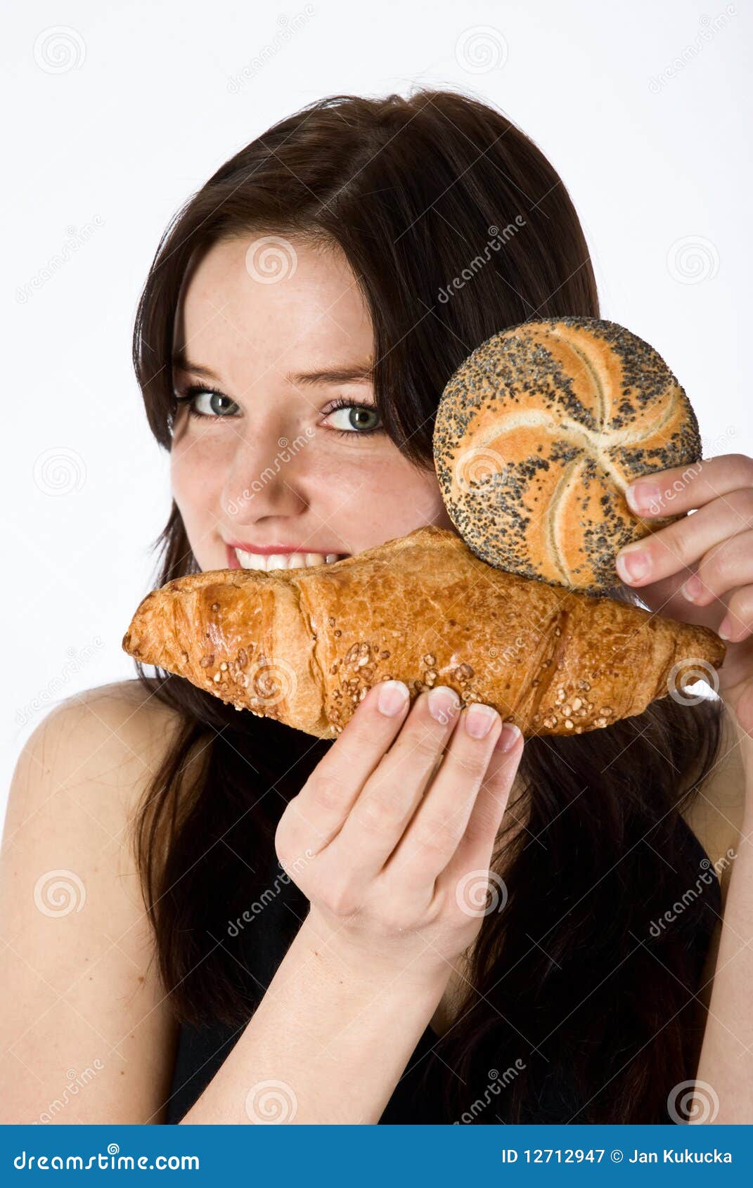 Women and bread stock image. Image of woman, taste, face - 12712947