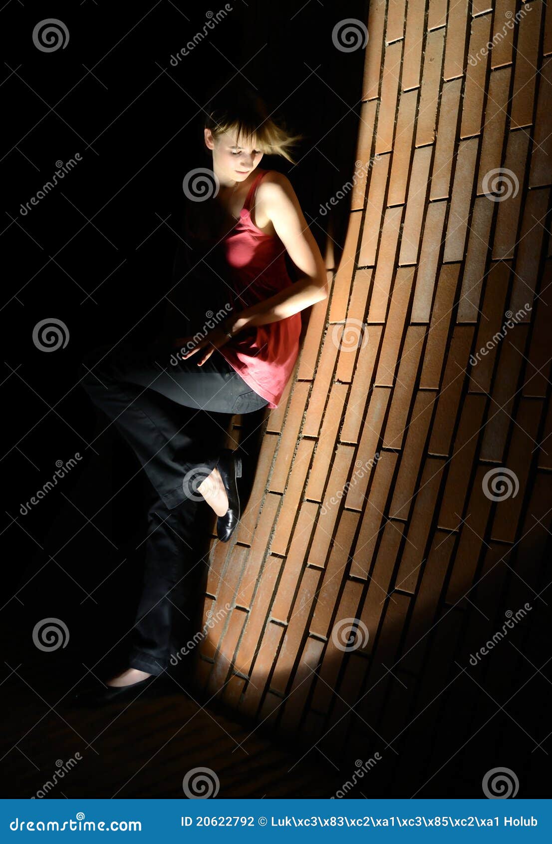 Women and a brick wall stock photo. Image of legs, european - 20622792
