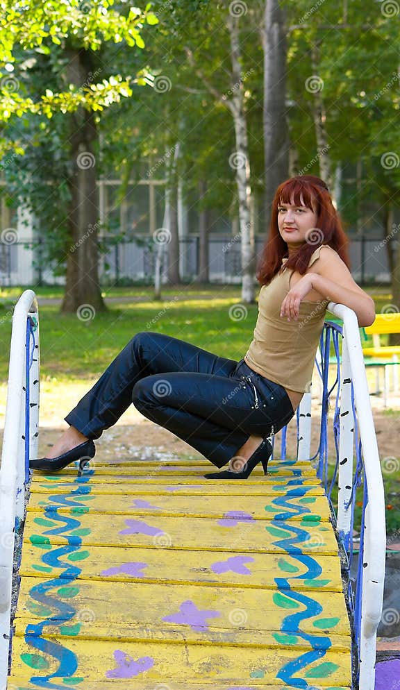 Women on the bridge stock photo. Image of scene, cheerful - 6856216