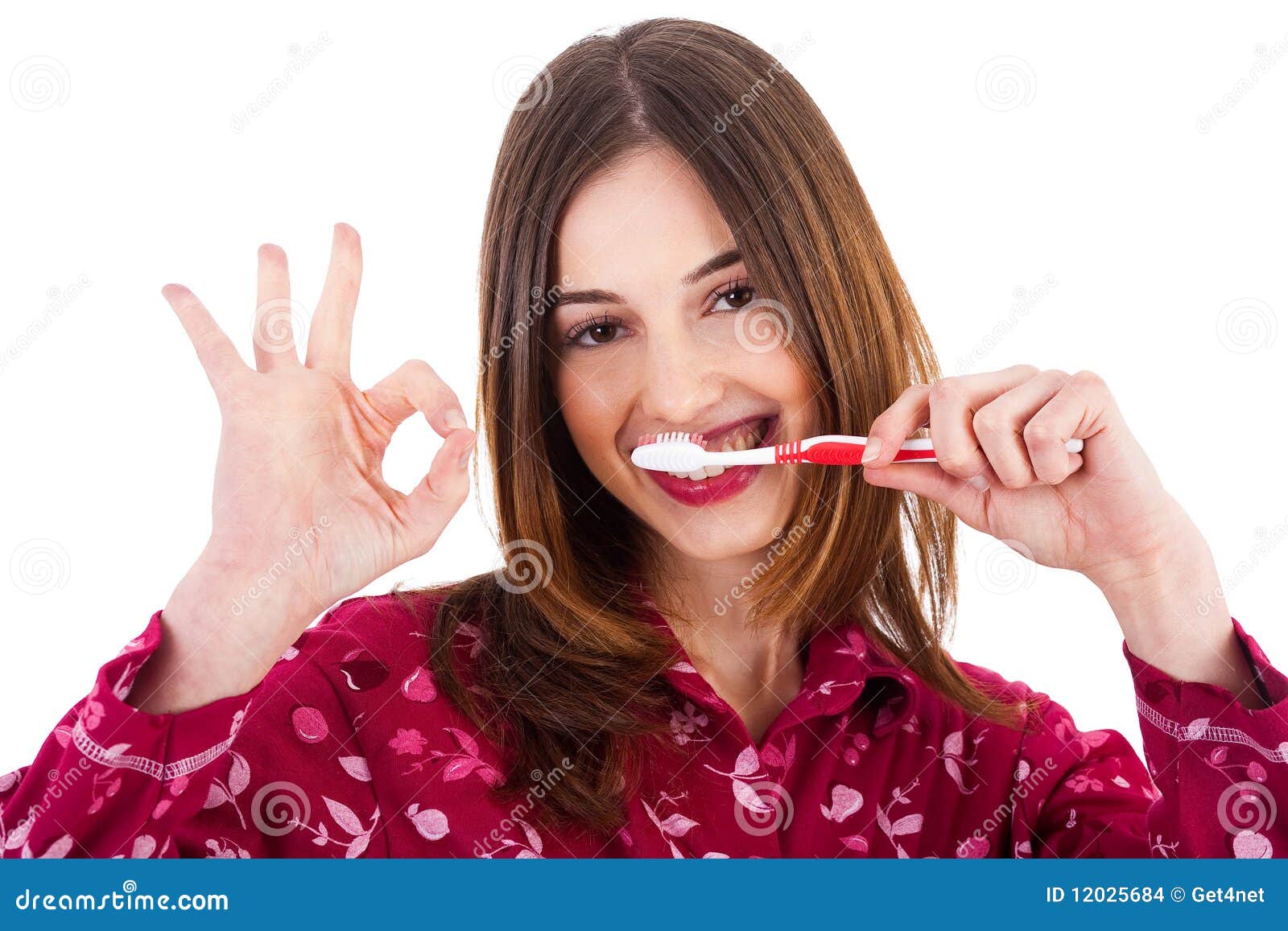 Women Brushing Her Teeth, Show Perfect Gesture Stock Photo - Image of ...