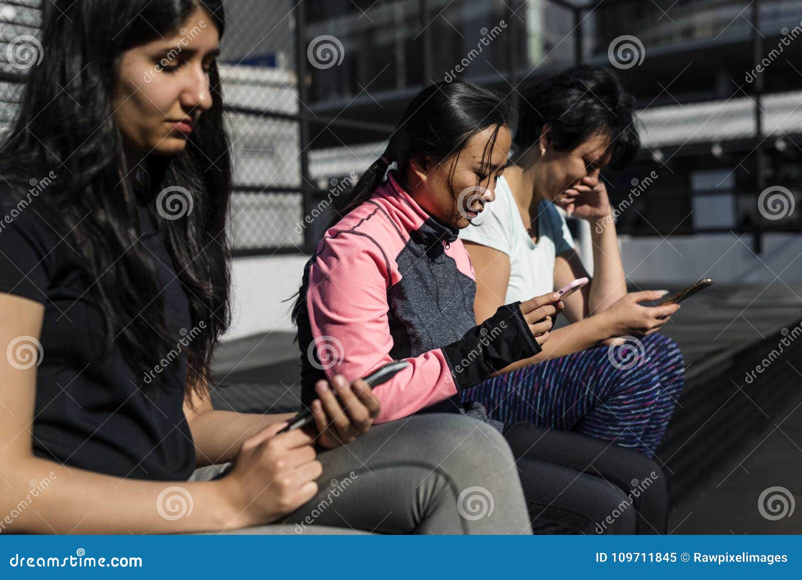 Women Busy Using Mobile Phone Stock Image - Image of european, exercise ...