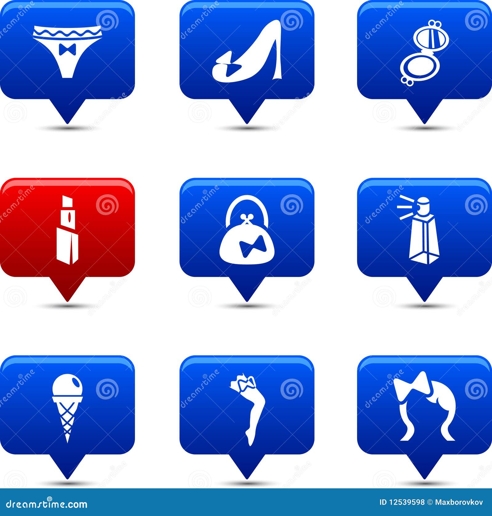 Women buttons. stock vector. Illustration of pomade, lipstick - 12539598