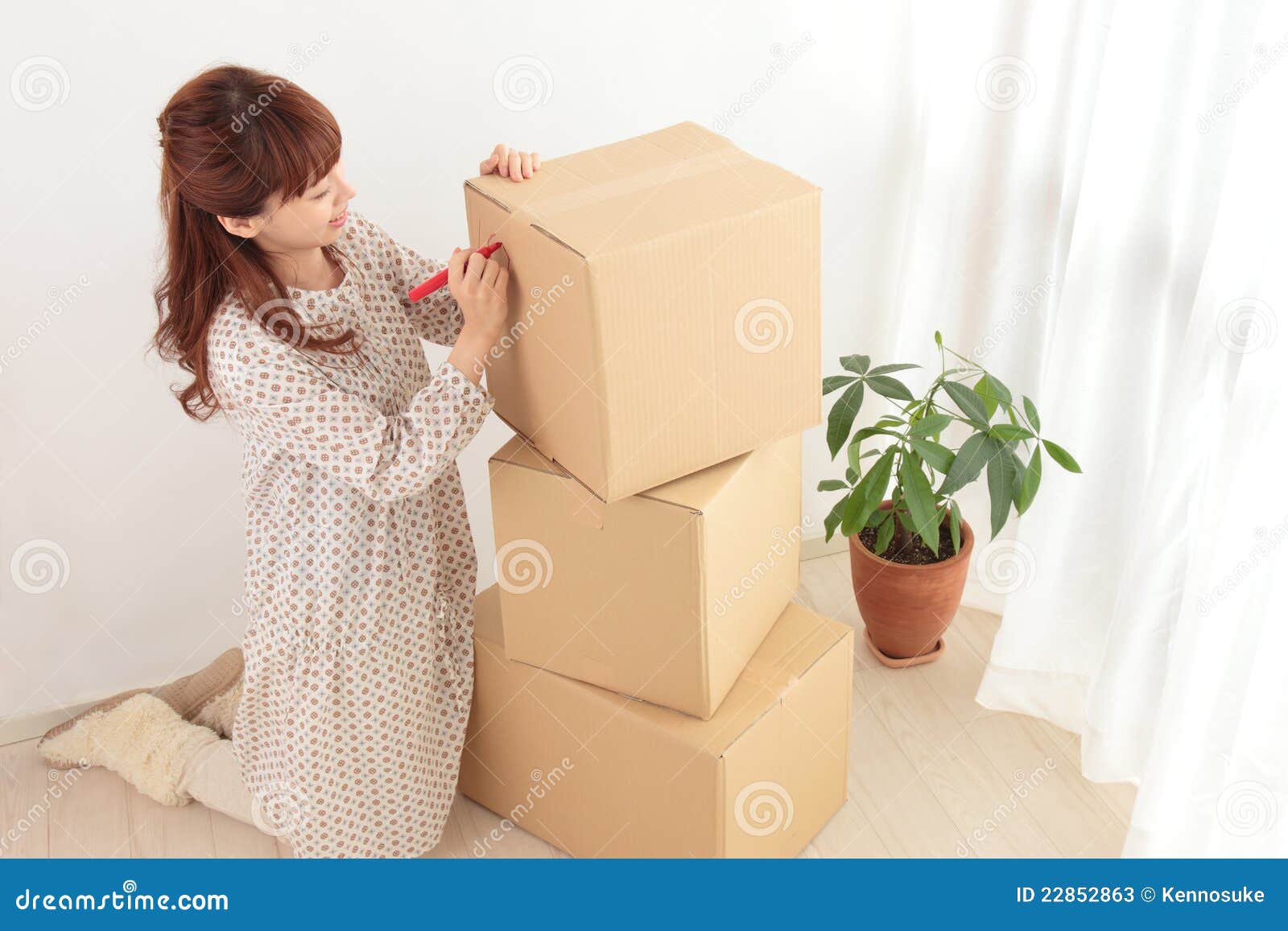 Women and cardboard stock image. Image of life, light - 22852863