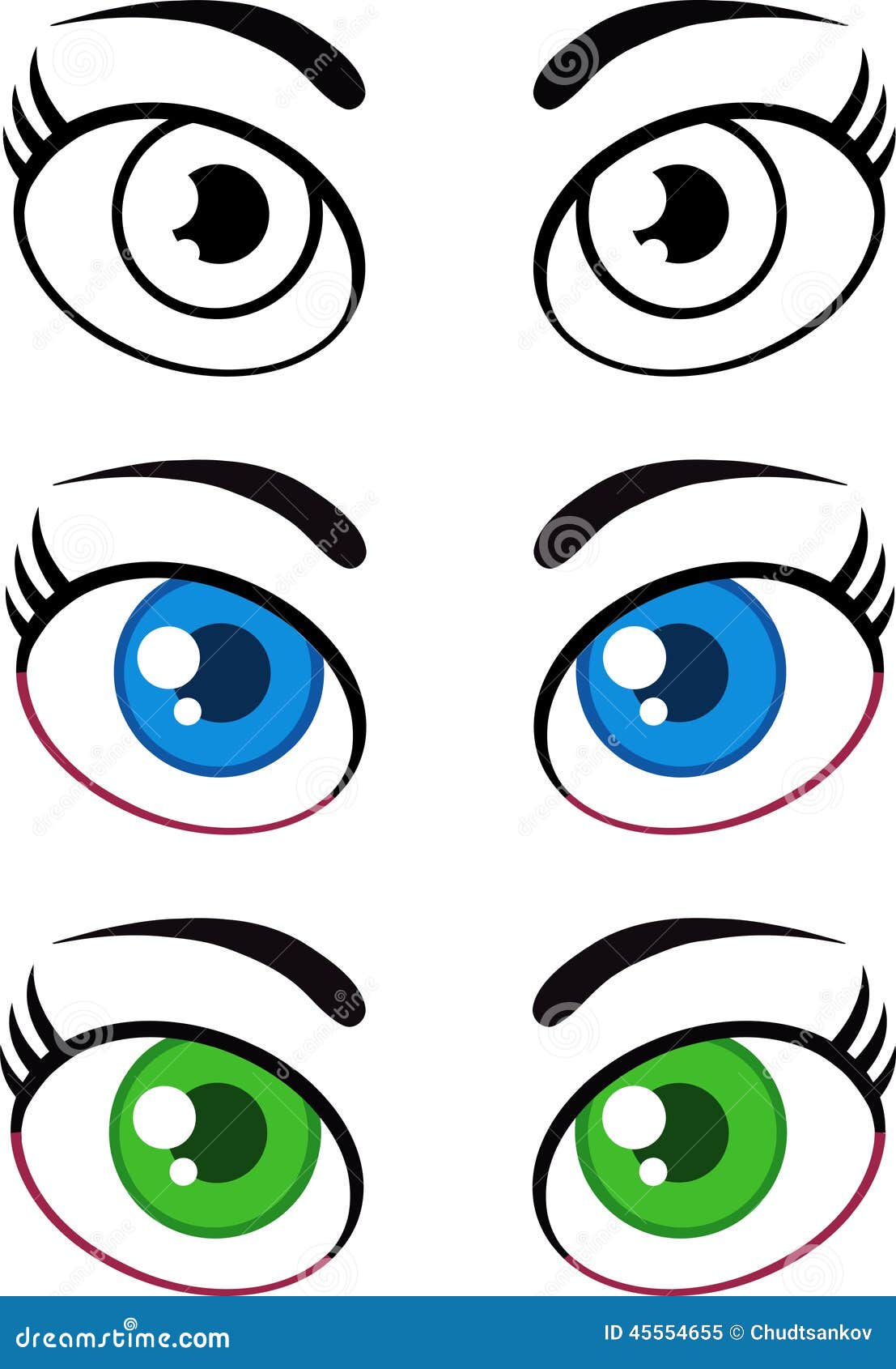 Women Cartoon Eyes. Collection Set Stock Vector - Illustration of ...