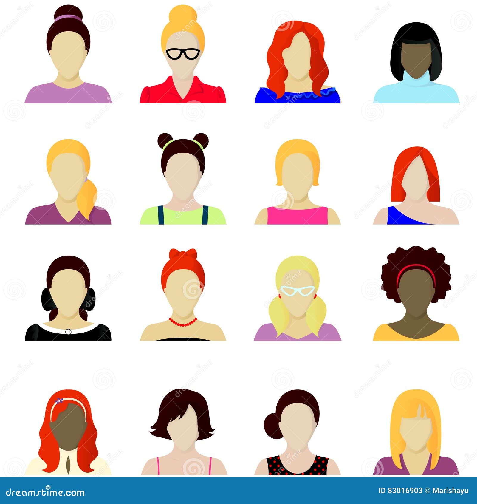 Women Cartoon Portraits Set Stock Vector - Illustration of person ...