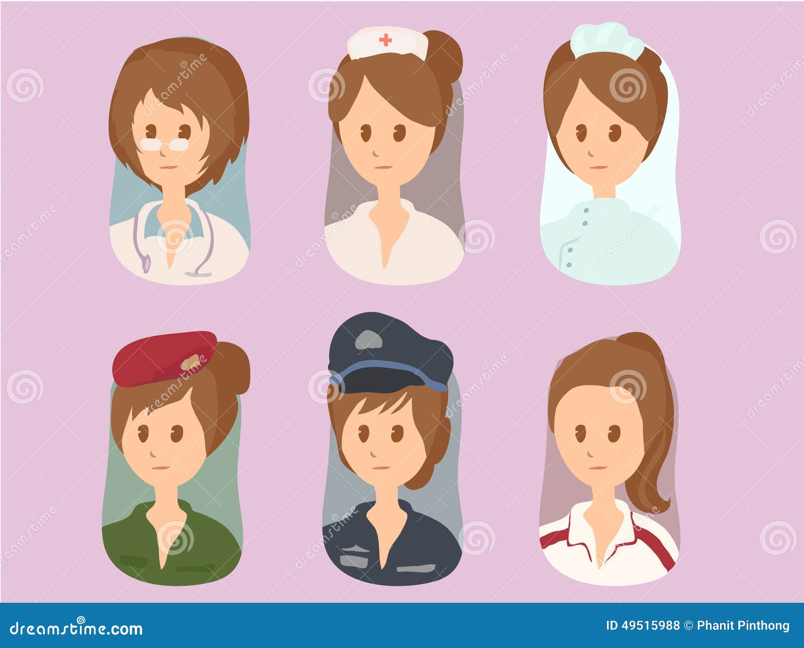 Women Cartoon Set 1 vector stock vector. Illustration of jobs - 49515988