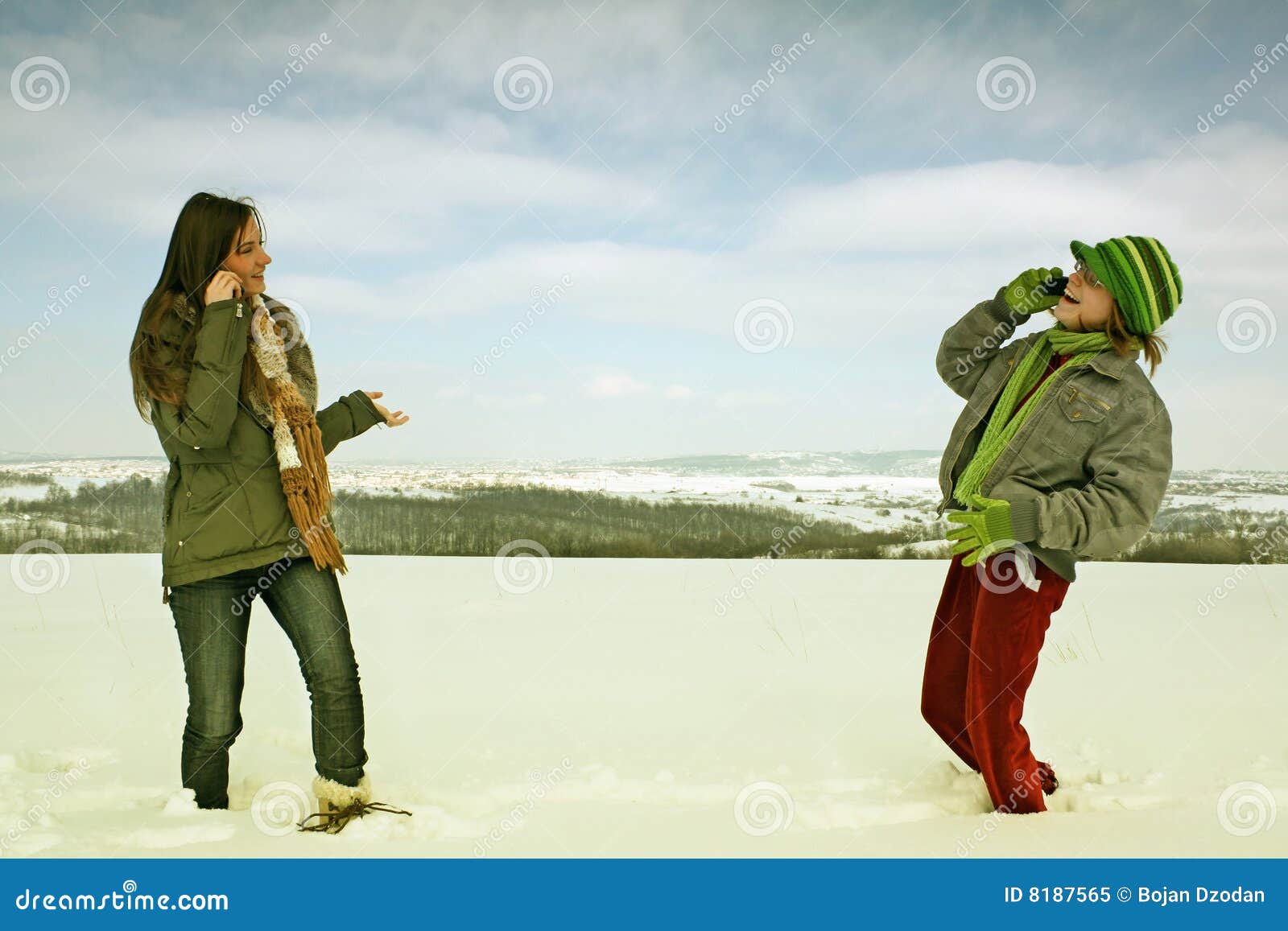 Women on Cellphones in Winter Stock Image - Image of cover, people: 8187565