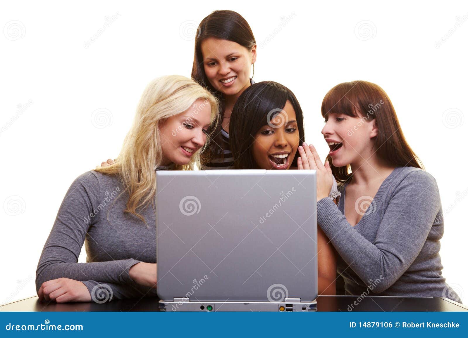 Women Chatting with a Laptop Stock Photo - Image of computer ...