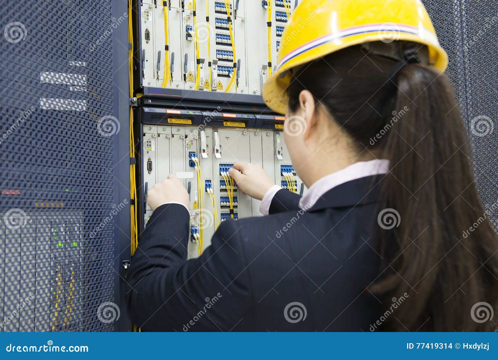 Women Checking in the Telecommunication Room Stock Photo - Image of ...