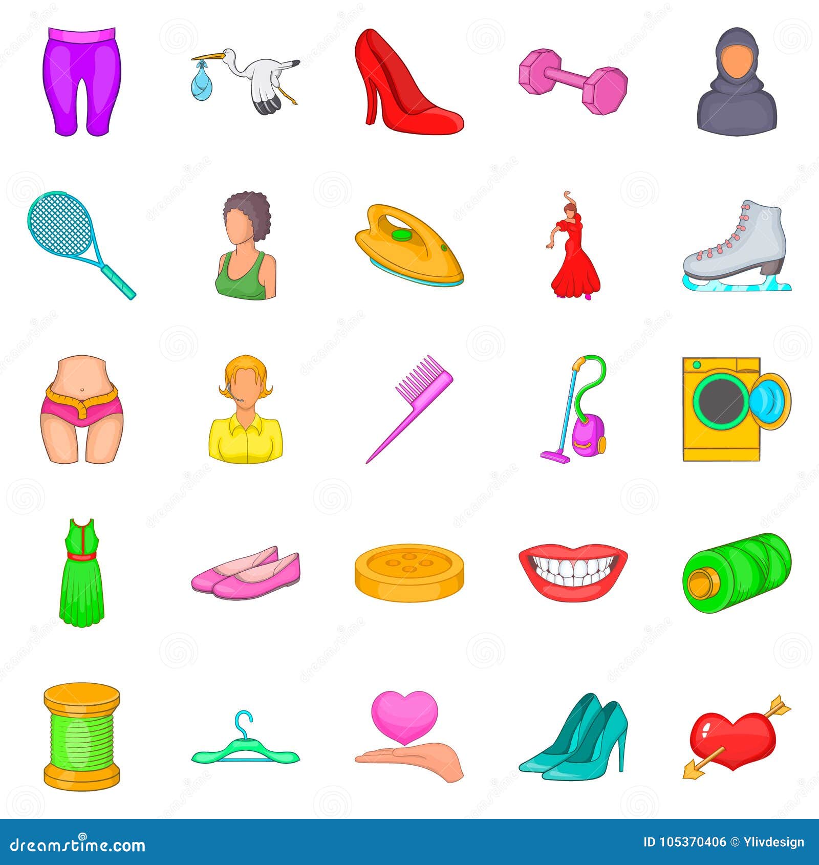 Women Clothes Icons Set Cartoon Style Stock Vector Illustration Of