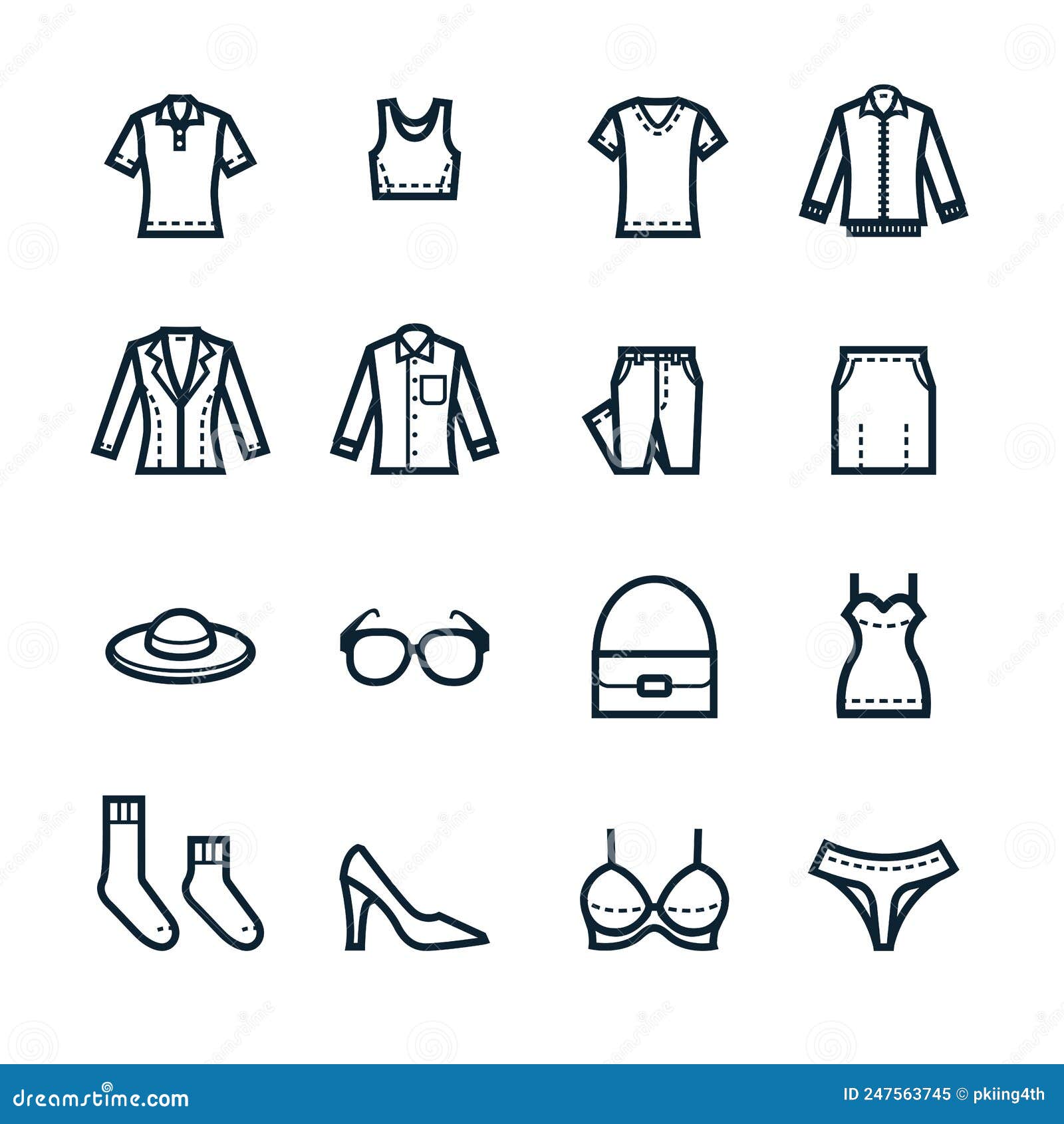 Women Clothing Icons with White Background Stock Vector - Illustration ...