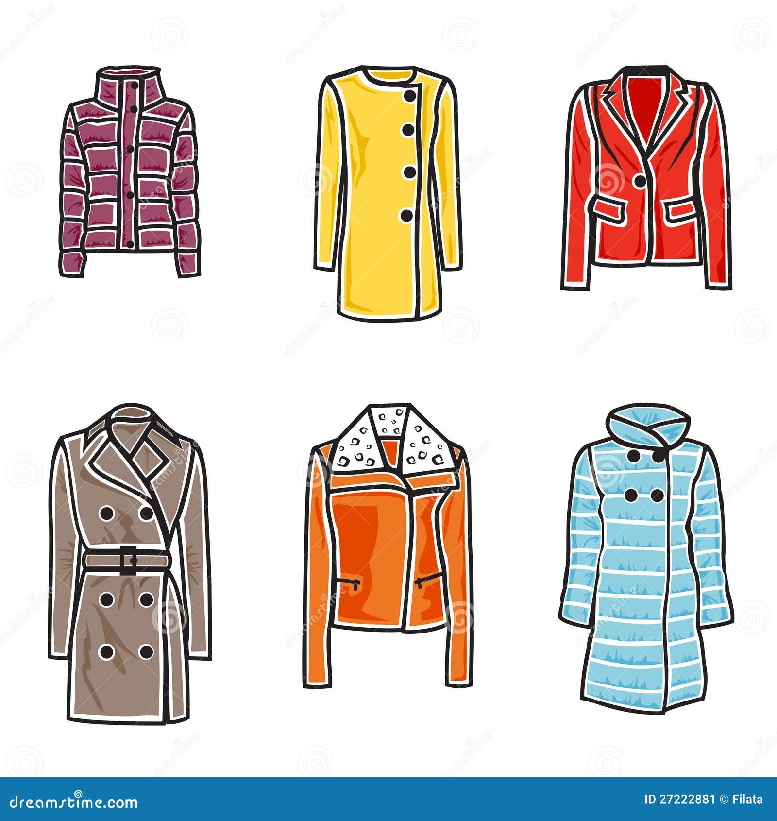 Women Coats Icon Set Stock Vector Illustration Of Raincoat 27222881