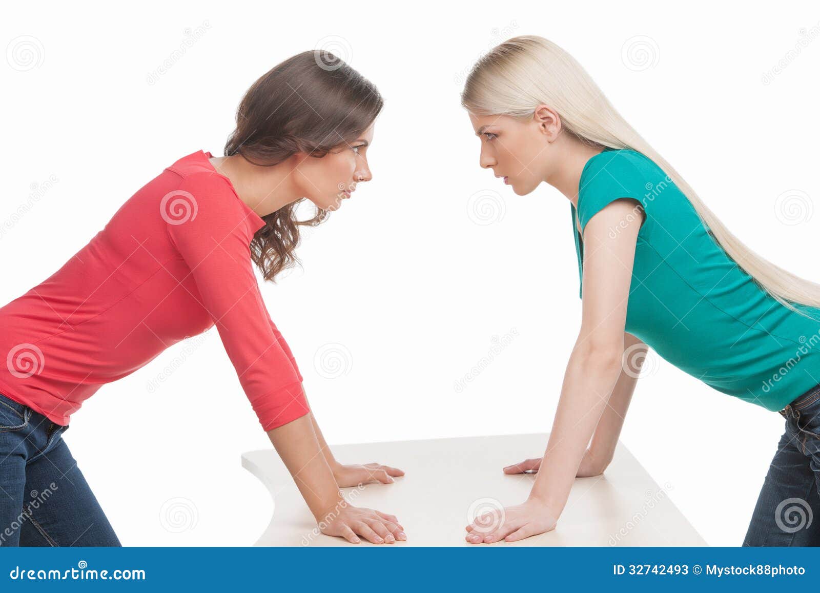 Women confrontation. stock image. Image of desk, expressing - 32742493
