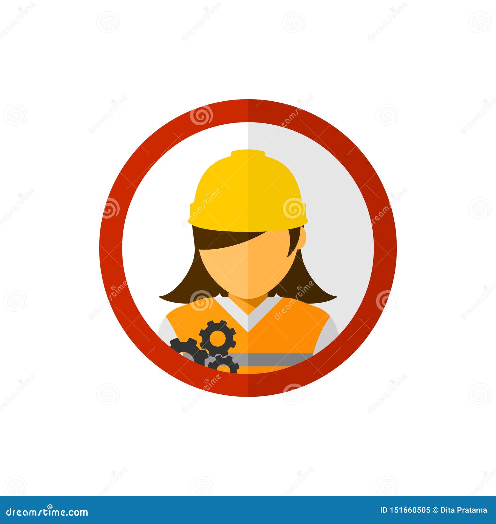 Women Construction Worker with Circle Avatar Vector. Stock Illustration ...