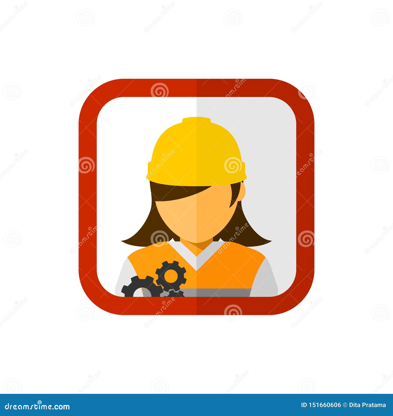Women Construction Worker with Square Avatar Vector. Stock Illustration ...