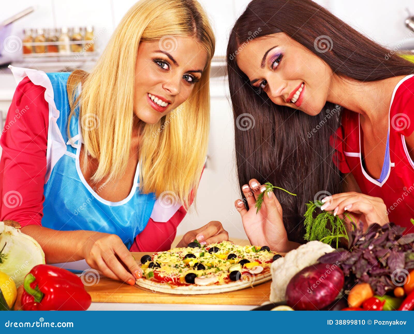Women cooking pizza. stock photo. Image of food, homemade - 38899810