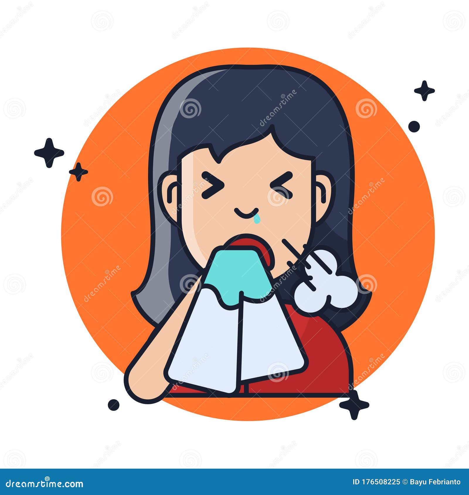 Women Use Tissue To Cover The Mouth And Nose While Coughing And ...