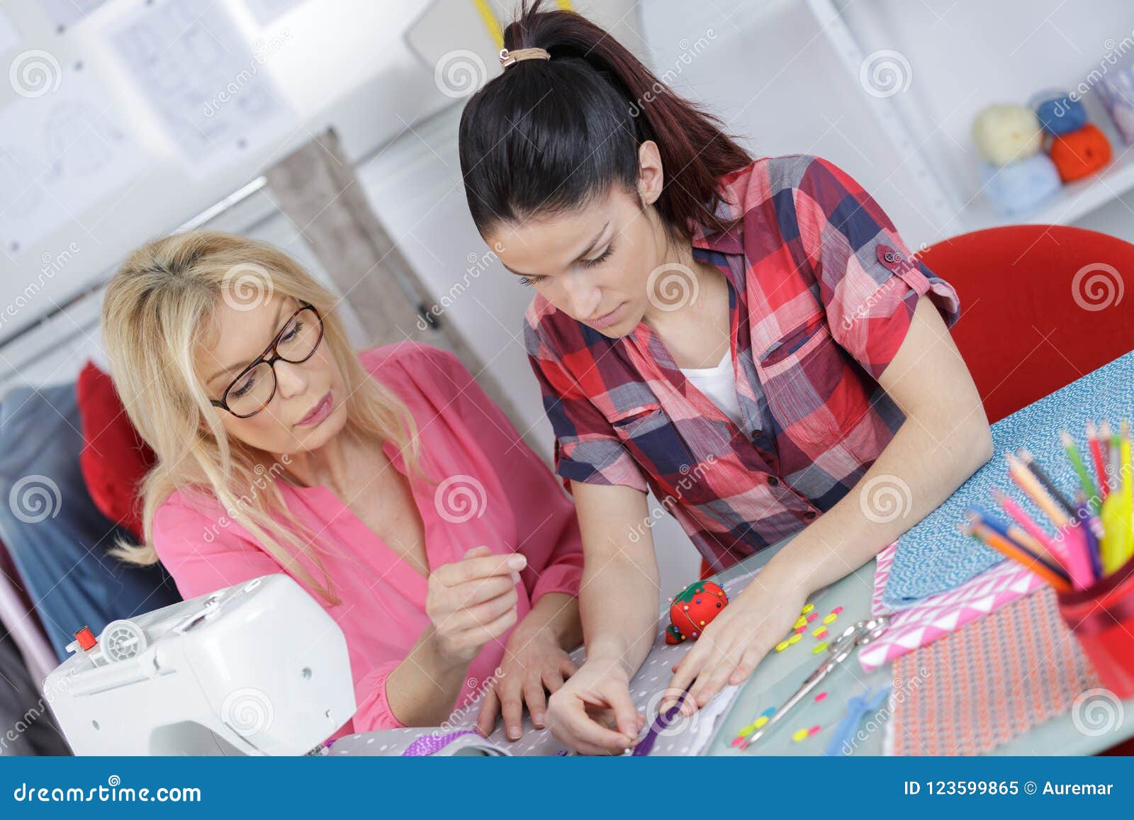 Women during craft session stock image. Image of thread - 123599865