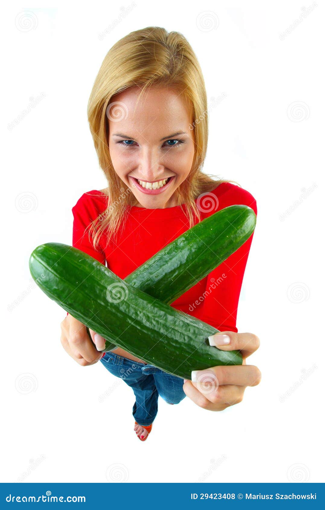 Women and cucumber stock photo. Image of appetite, fisheye - 29423408