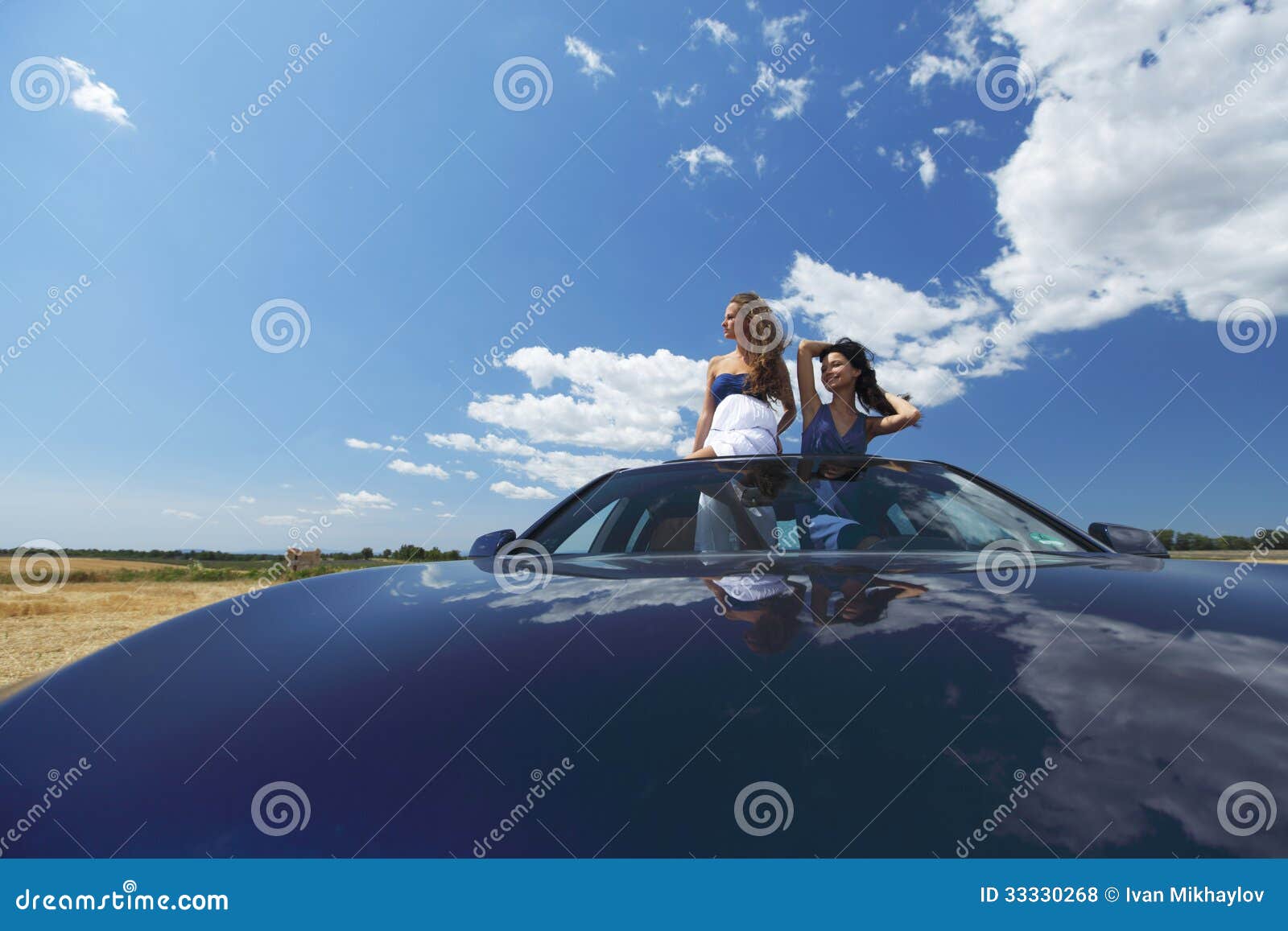Women dance in car stock photo. Image of glass, female - 33330268