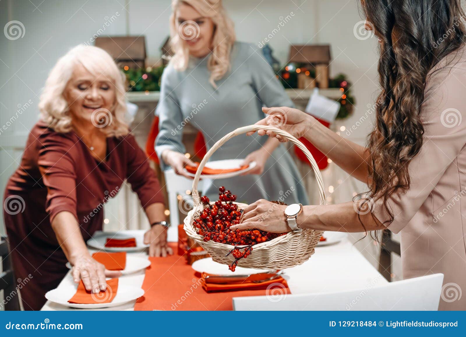 Group of Beautiful Women Decorating Stock Photo - Image of decorating ...