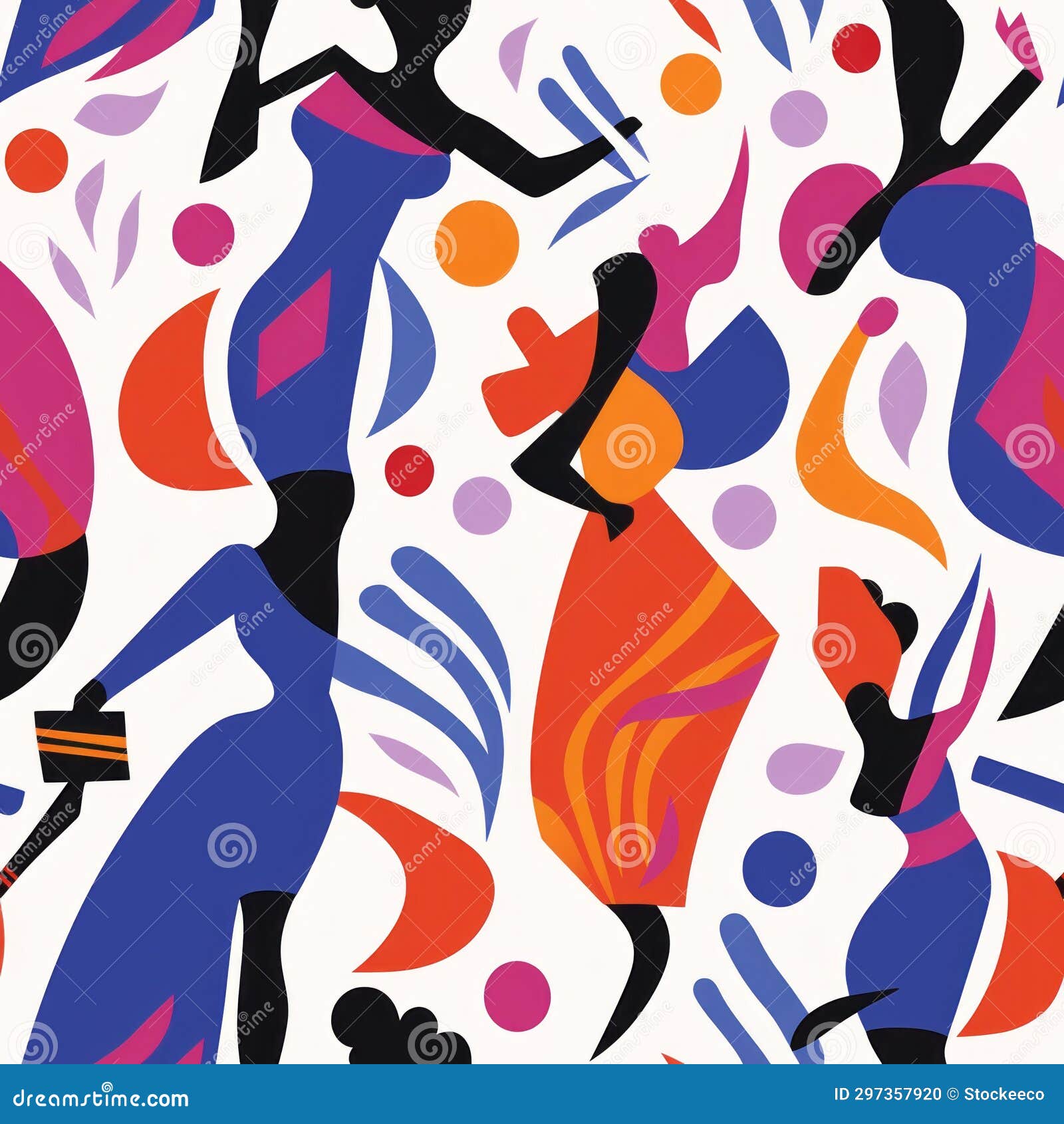 Vibrant Performance Art Pattern with Bold and Colorful Illustrations ...