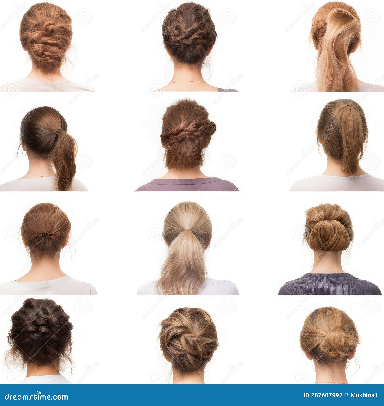 Women with Different Hairstyles on a White Background. Generative AI ...