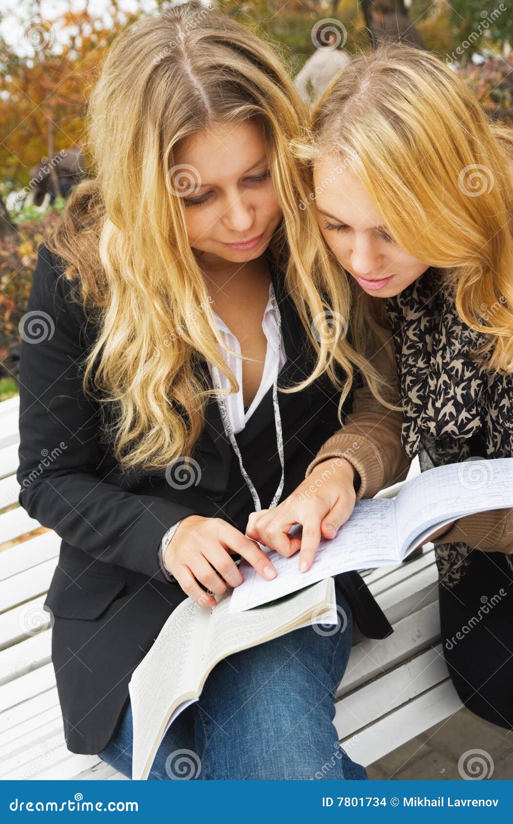 Women discussing homework stock photo. Image of activity - 7801734