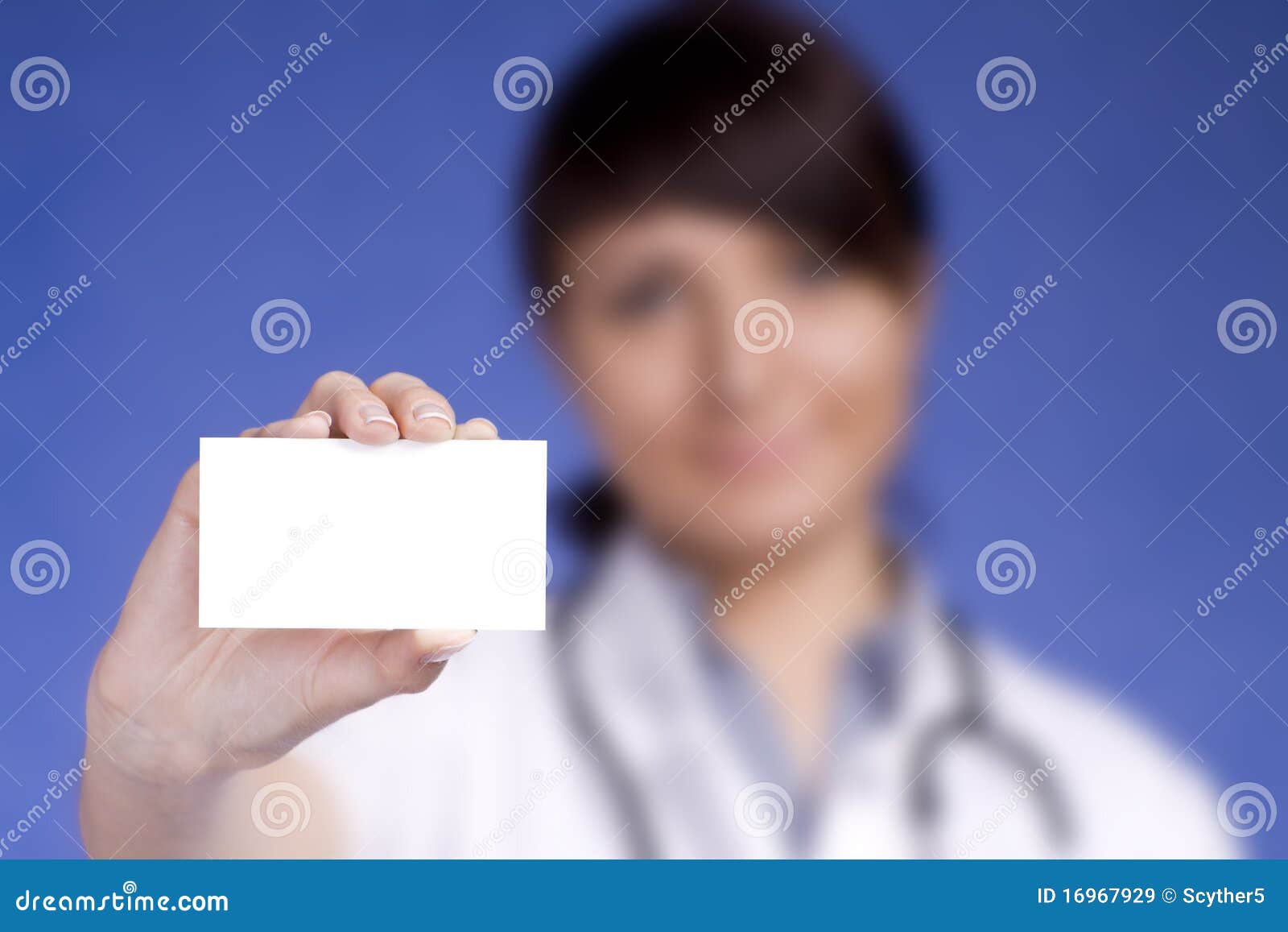 Women Doctor Holding Blank Card Stock Image - Image of focus, cheerful ...