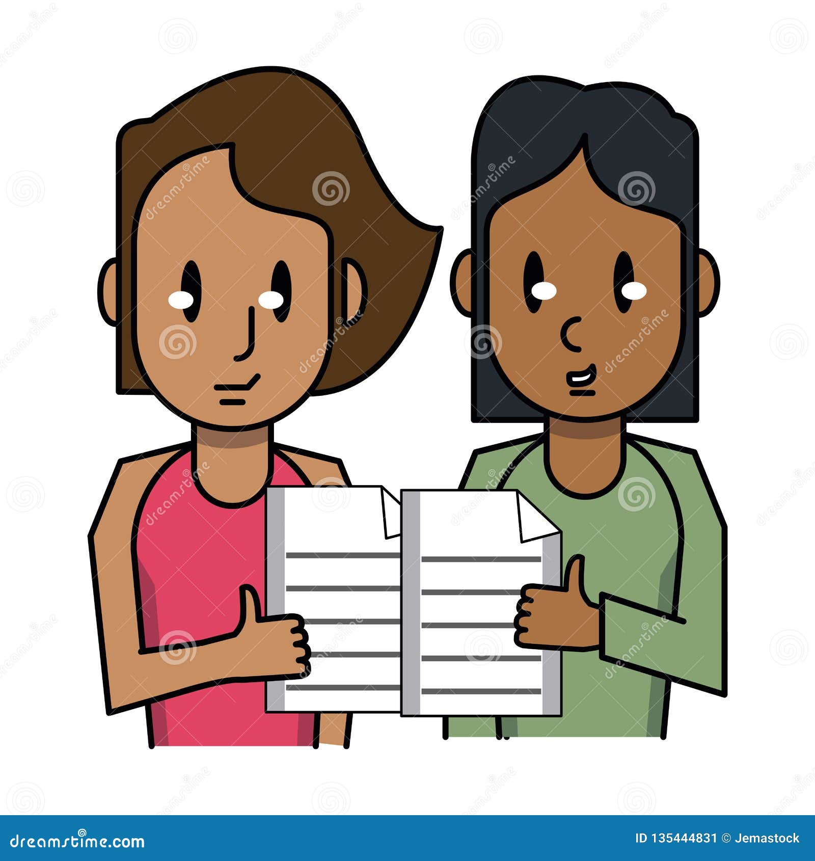 Women with documents stock vector. Illustration of people - 135444831